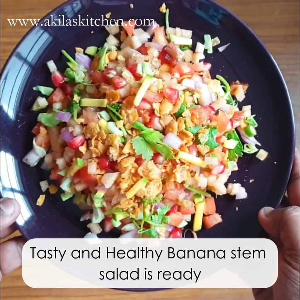 Banana stem chat | Vazhaithandu Salad - Chat Recipes - Akilas Kitchen
